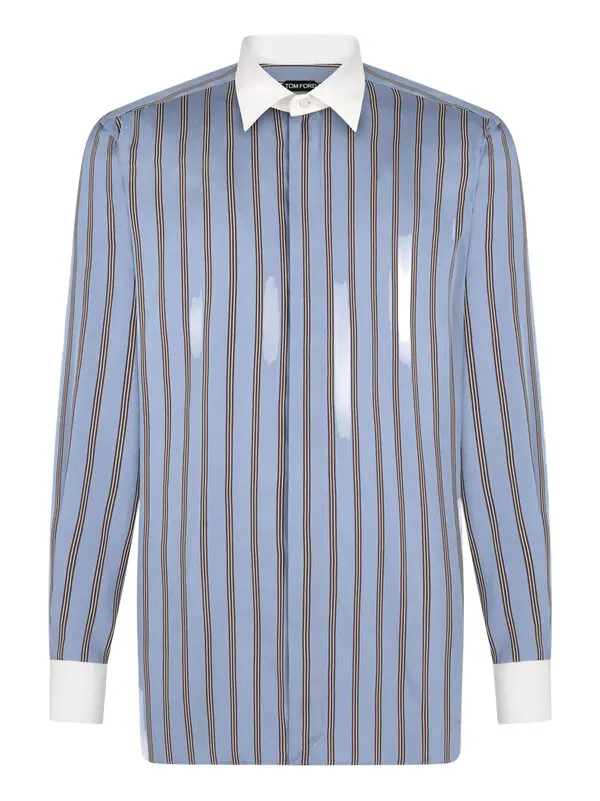 TOM FORD Silk Regent Stripe Shirt - Blue