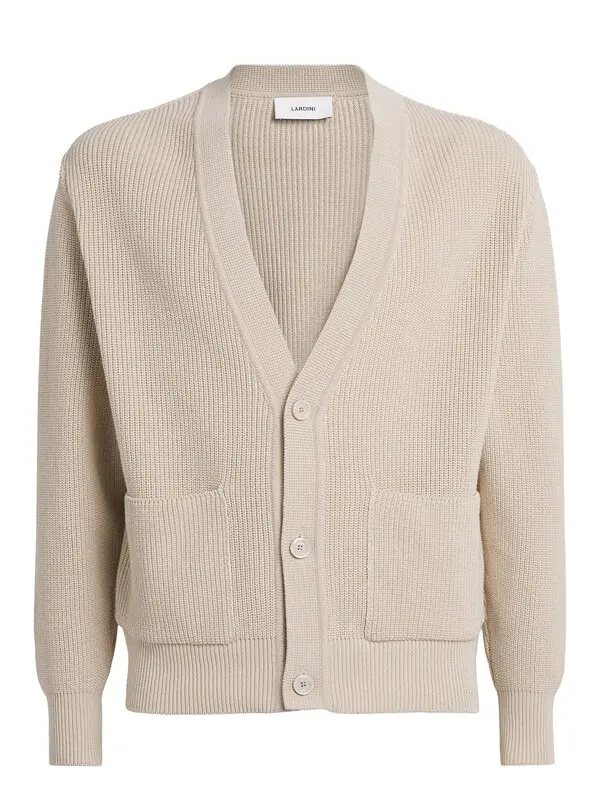 LARDINI Cotton V-neck Cardigan - Ivory