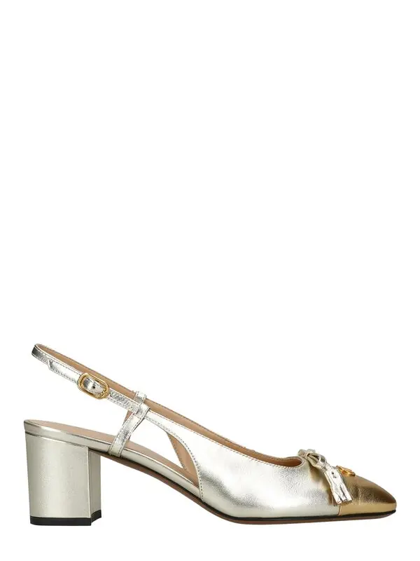 Valentino Garavani Leather Valet Du Roi Slingback Heels 60 - Gold