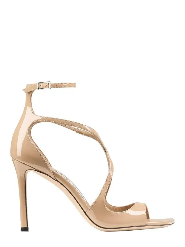 JIMMY CHOO Azia 95 Patent Leather Sandals - Neutral