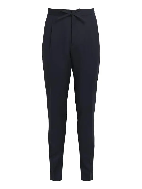 LARDINI Wool Drawstring Straight Trousers - Navy