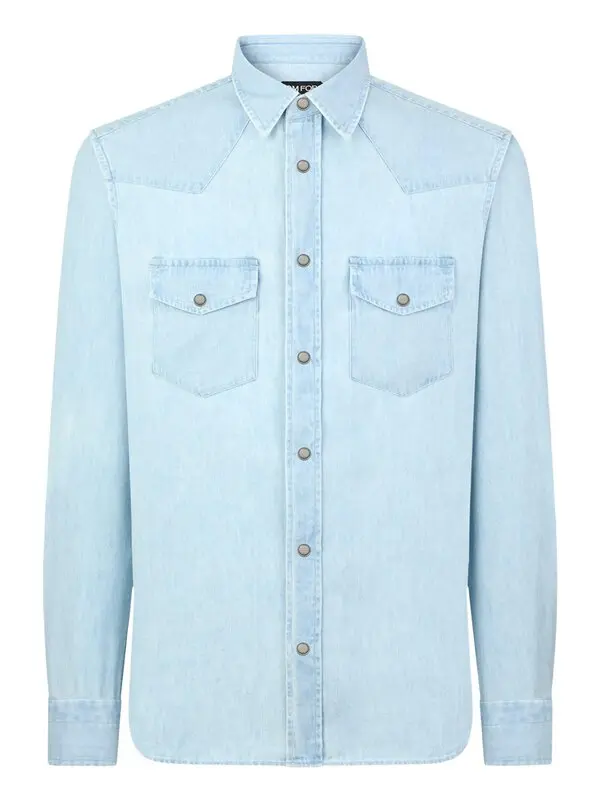 TOM FORD Denim Western Slim Shirt - Blue