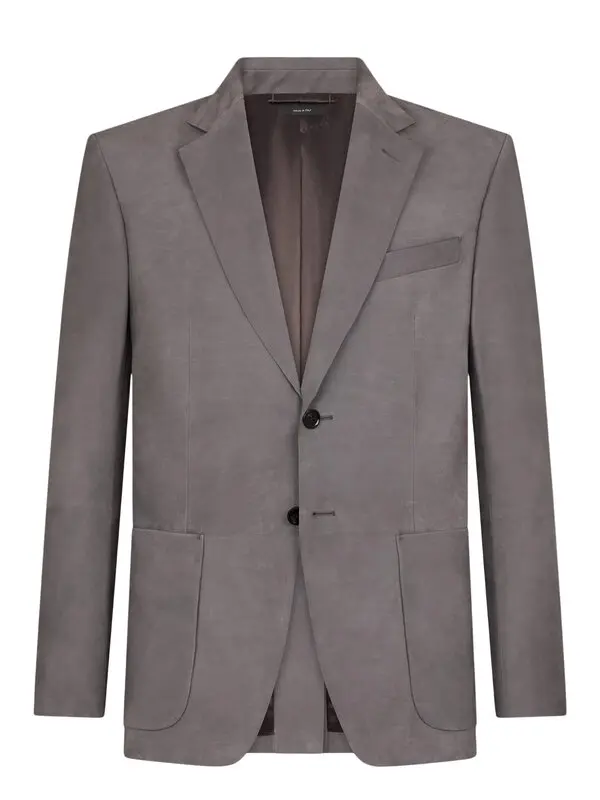 TOM FORD Suede Single-breasted Blazer - Grey