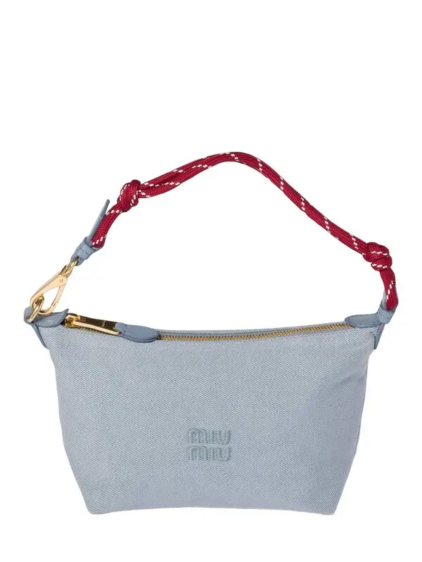 Miu Miu Cotton Gabardine Pouch With Logo - Turquoise