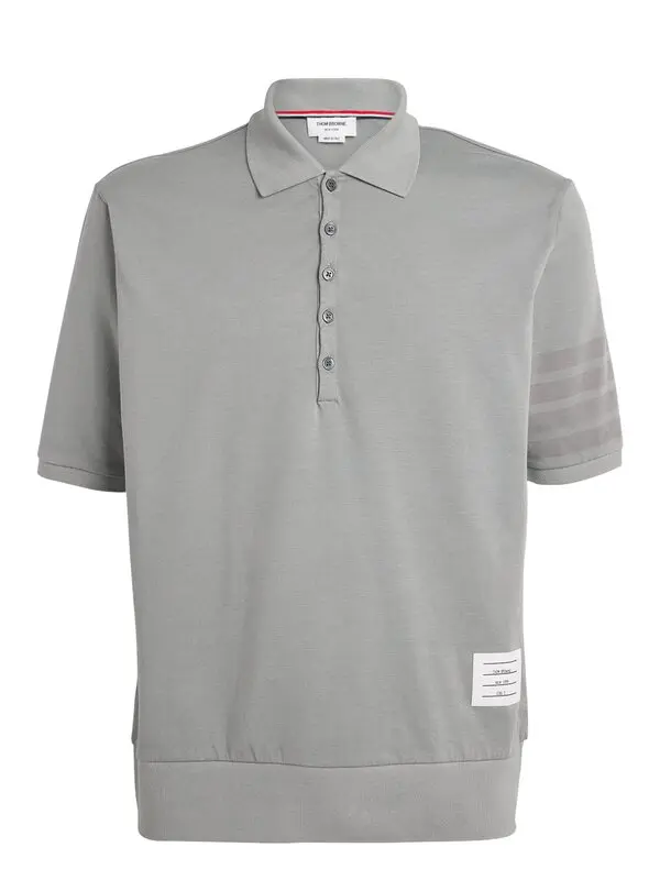 Thom Browne Cotton 4-bar Polo Shirt - Grey