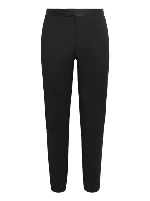 Pal Zileri Wool-blend Satin-trim Straight Trousers - Black