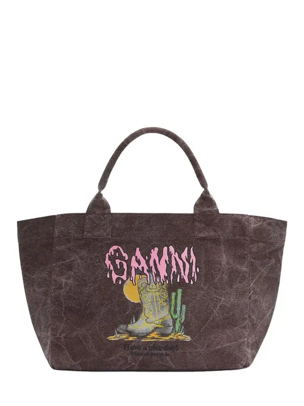 GANNI Medium Western Boot Tote - Brown