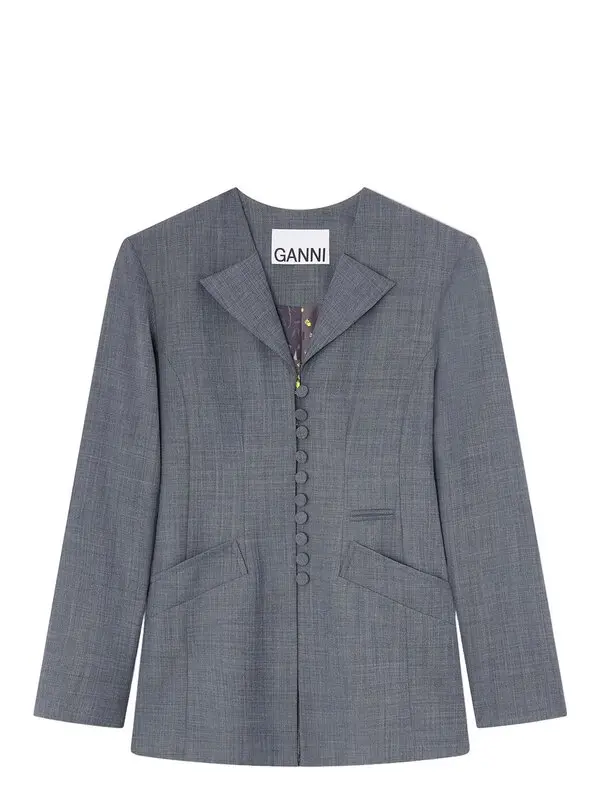 GANNI Short Sleeve Blazer - Mixed