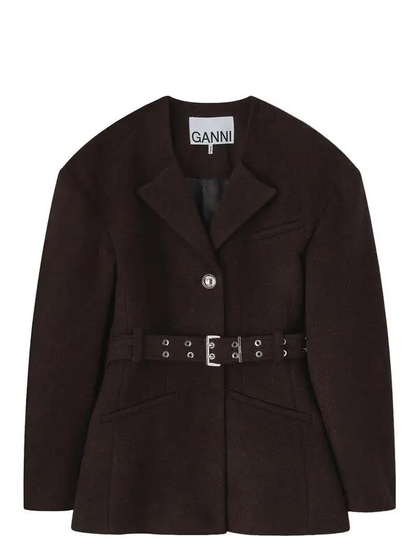 GANNI Wool Jacket - Brown