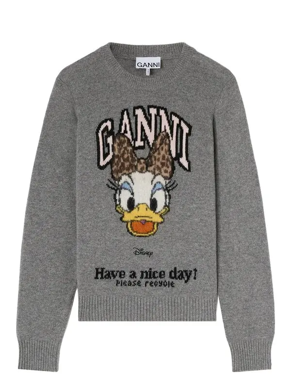 GANNI X Disney Daisy Duck Graphic Sweater - Grey