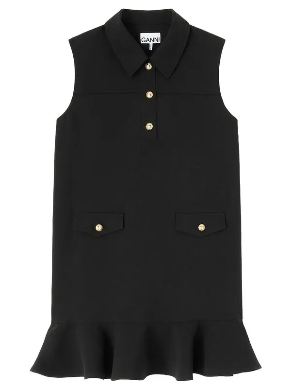 GANNI Twill Suiting Mini Dress - Black