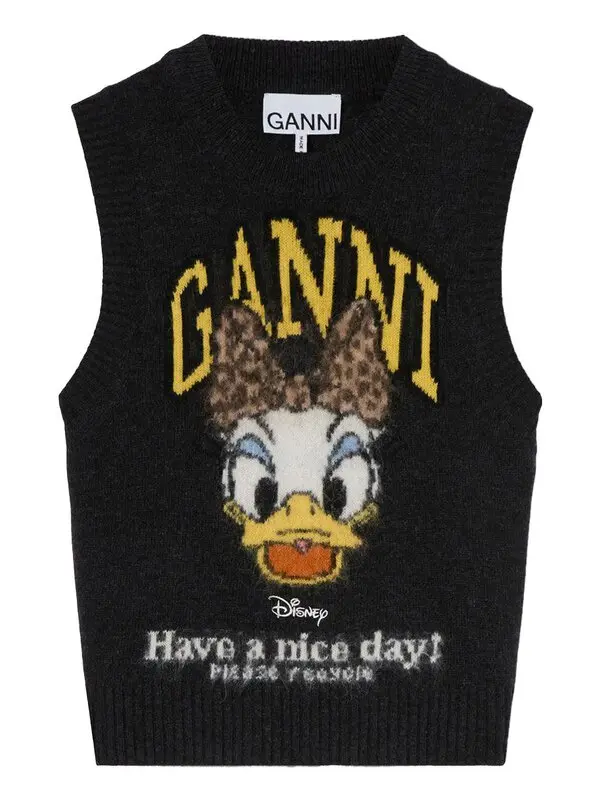 GANNI X Disney Daisy Duck Graphic Wool Vest - Mixed