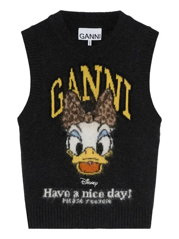 GANNI X Disney Daisy Duck Graphic Wool Vest - Mixed