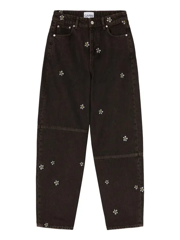 GANNI Daisy Duck Barrel Jeans - Brown