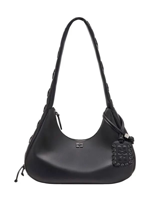 GANNI Medium Laces Hobo Bag - Black