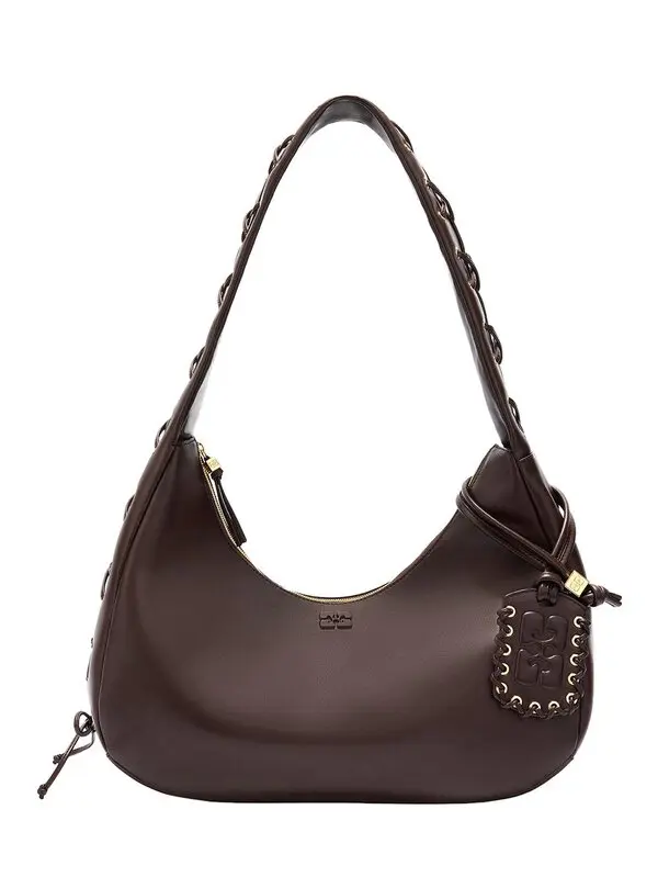 GANNI Medium Laces Hobo Bag - Brown