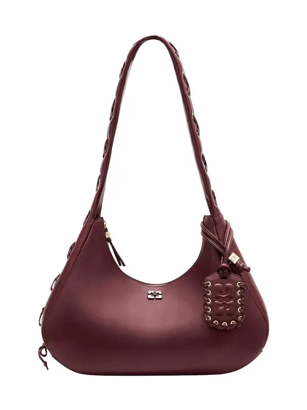 GANNI Medium Laces Hobo Bag - Burgundy Red