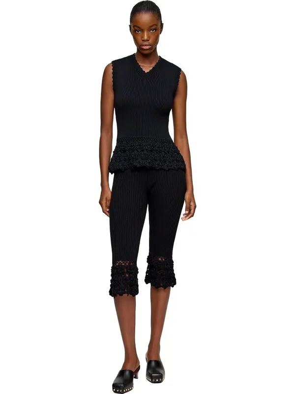 GANNI Crochet Hem Vest - Black