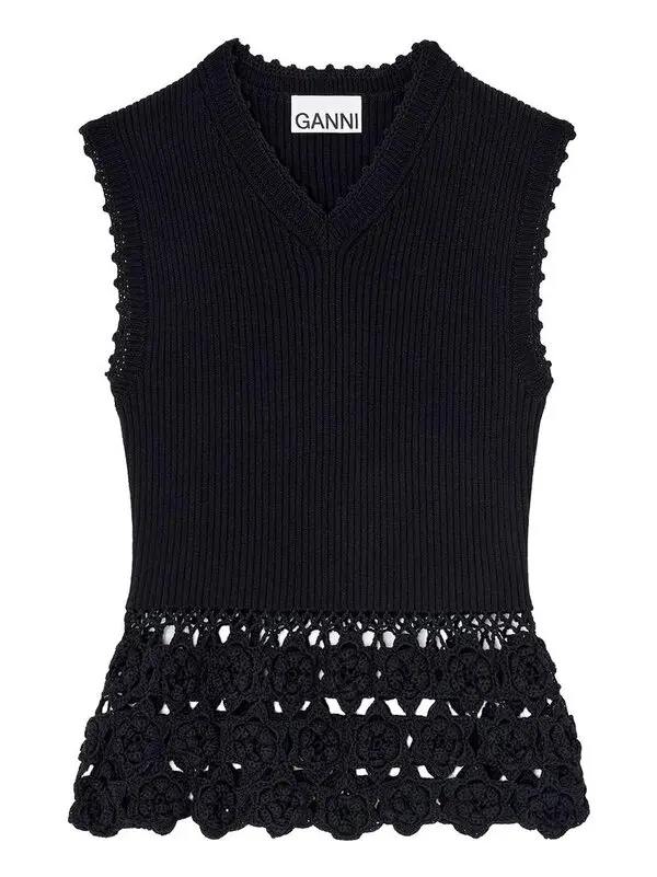 GANNI Sleeveless Vest - Black