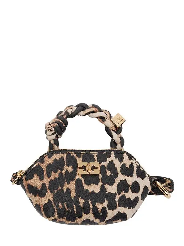 GANNI Leopard Grained Nano Bou Bag - Brown