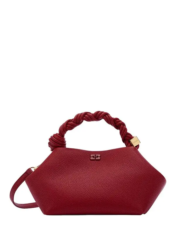 GANNI Grained Small Bou Bag - Dark Red