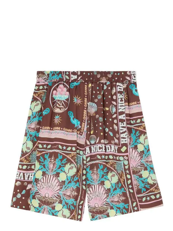 GANNI Relaxed Fit Shorts - Brown