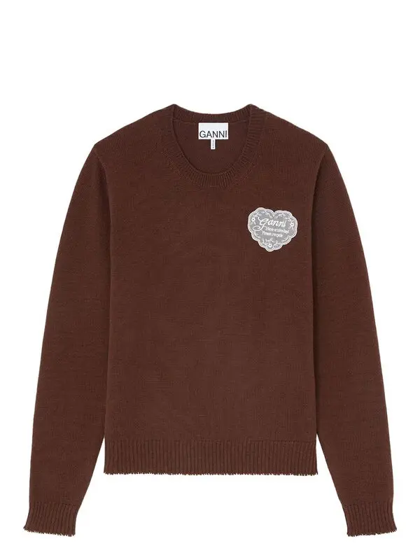 GANNI Graphic Print Sweater - Brown