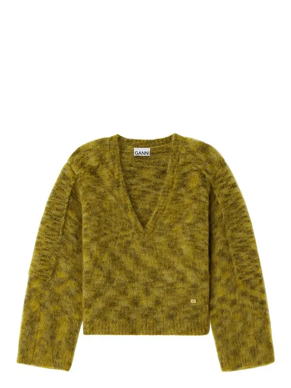 GANNI Graphic Print Sweater - Green