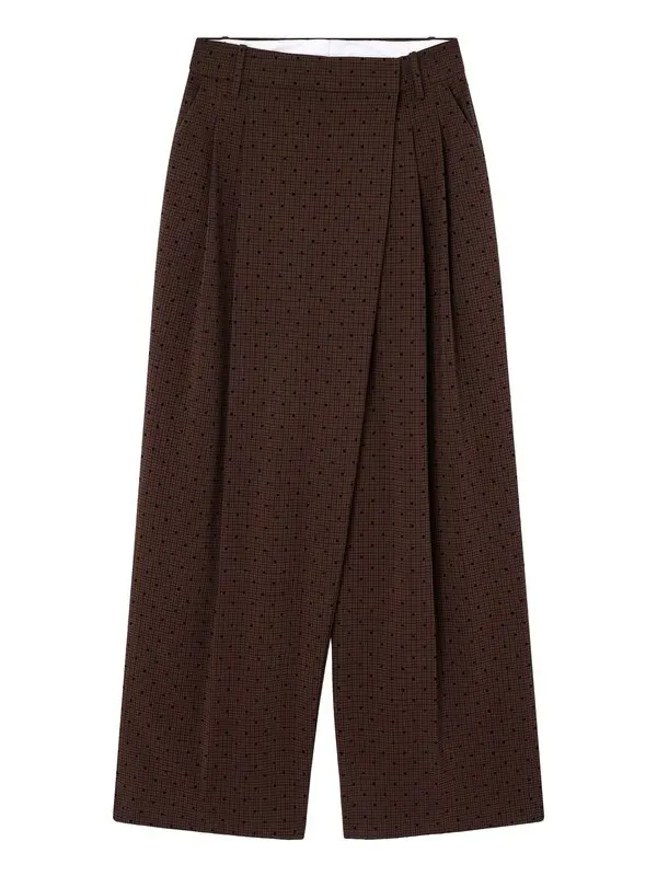 GANNI Flock Check Cross-over Trousers - Brown