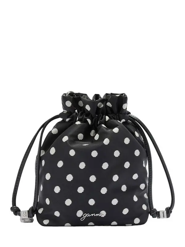 GANNI Printed Bucket Pouch - Black