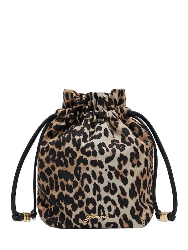 GANNI Printed Bucket Pouch - Brown
