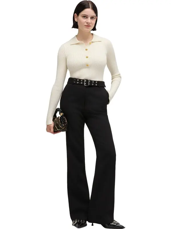 GANNI Belted Trousers - Black