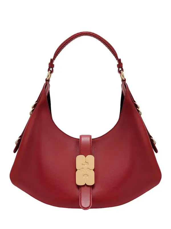 GANNI Small Kat Shoulder Bag - Dark Red