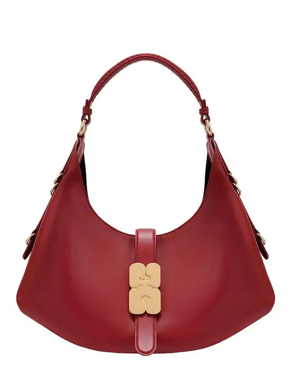 GANNI Small Kat Shoulder Bag - Dark Red