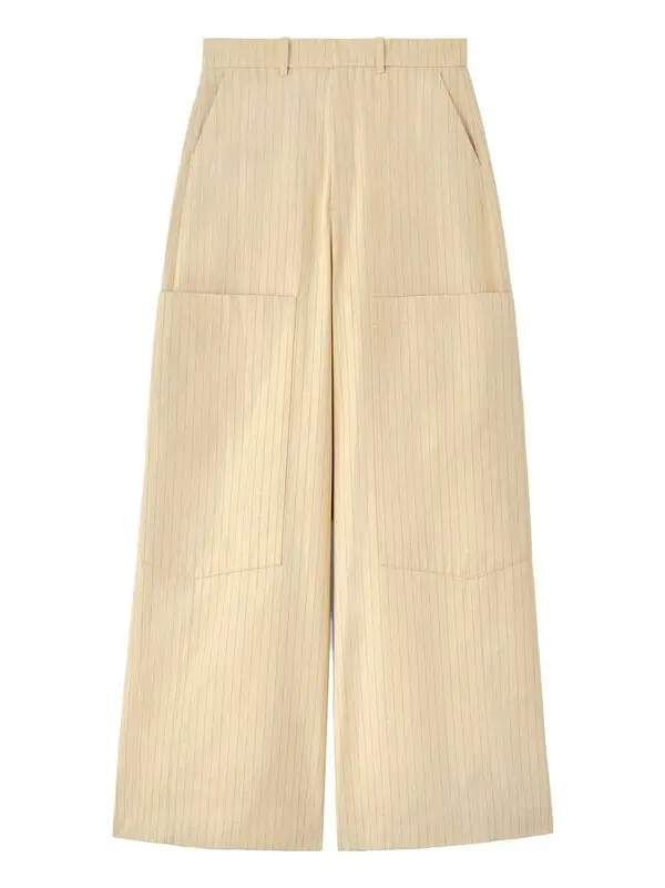 GANNI Embroidered Lace Wide-leg Pants - Beige