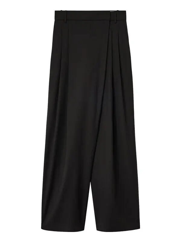 GANNI Tailored Wide Leg Trousers With Zip Closure - Black