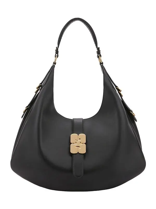 GANNI Large Kat Bag With Butterfly Clasp - Black