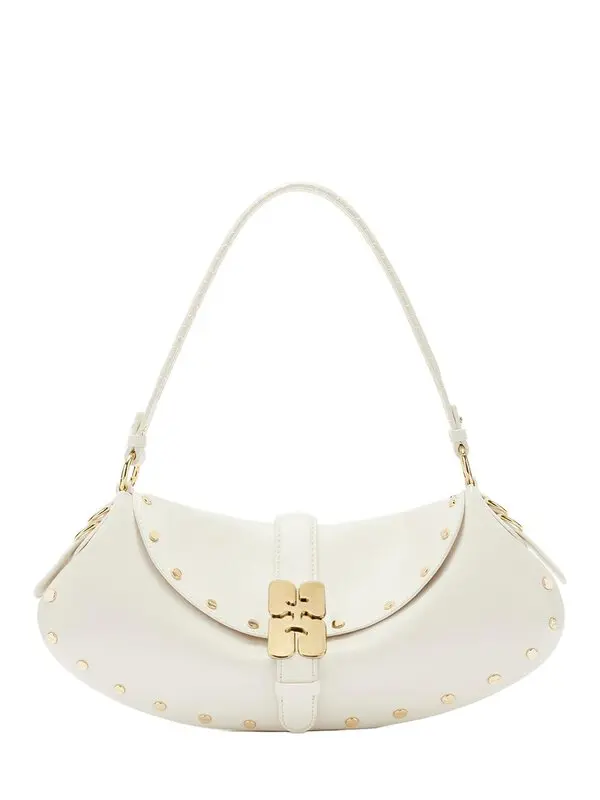 GANNI B-kat Studded Shoulder Bag - White