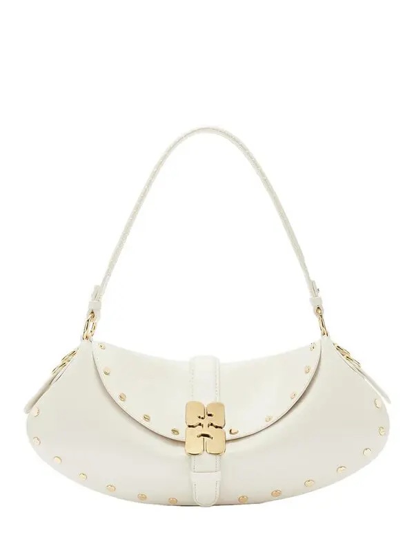 GANNI B-kat Studded Shoulder Bag - White