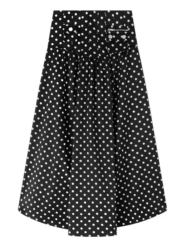 GANNI Polka-dot Satin Skirt - Black