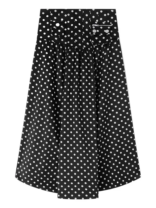 GANNI Polka-dot Satin Corset Skirt - Black