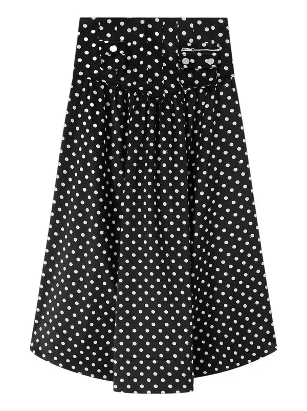 GANNI Polka-dot Satin Skirt - Black