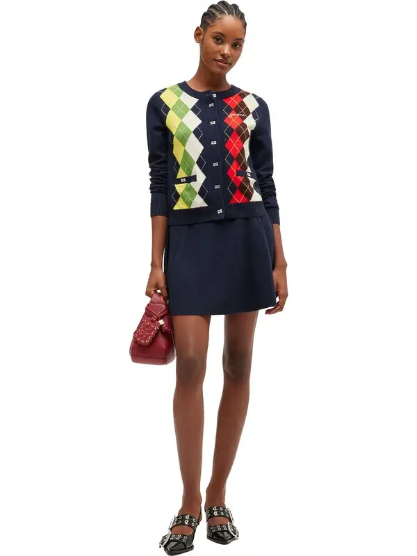 GANNI Cashmere Wool Mini Skirt - Navy