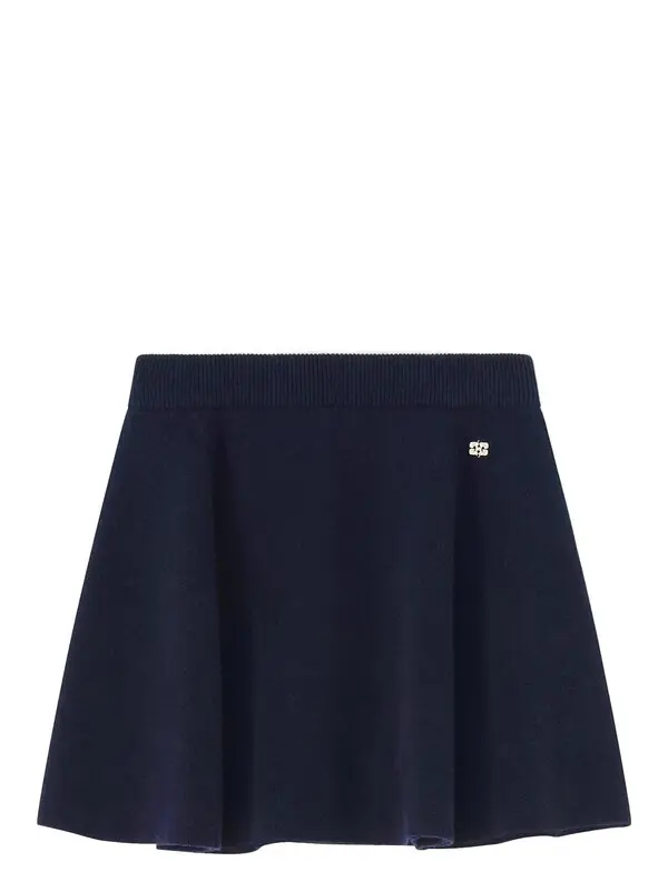 GANNI Cashmere Wool Mini Skirt - Navy