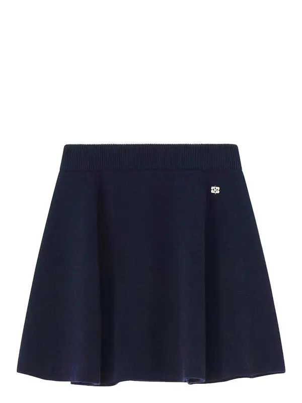 GANNI Cashmere Wool Mini Skirt - Navy