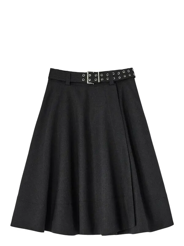 GANNI Wool Suiting Wrap Skirt - Mixed