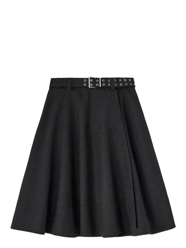 GANNI Wool Suiting Wrap Skirt - Mixed