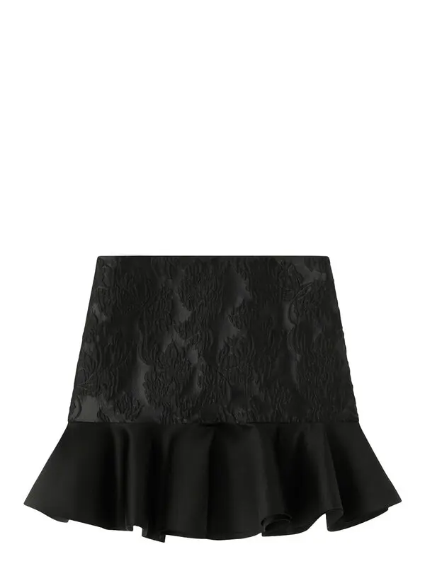 GANNI Satin Cloque Mini Skirt - Black