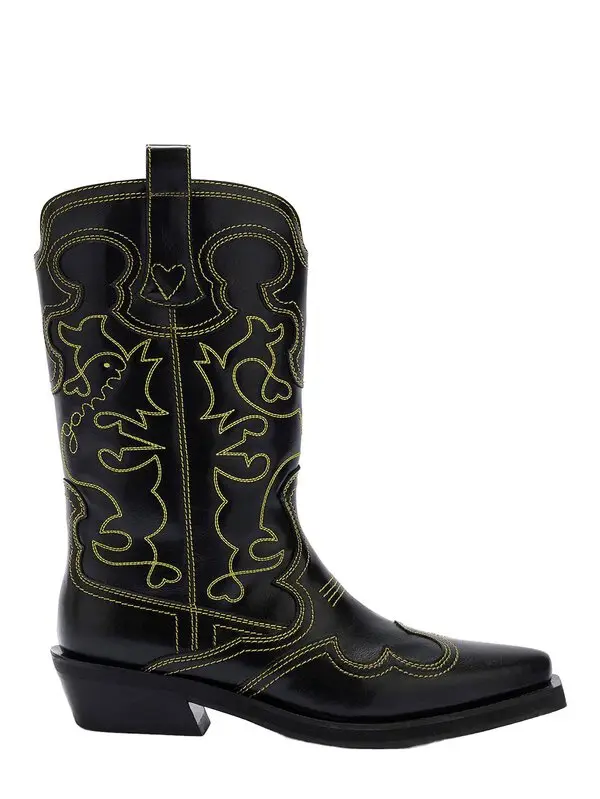 GANNI Mid-shaft Western Boots - Yellow