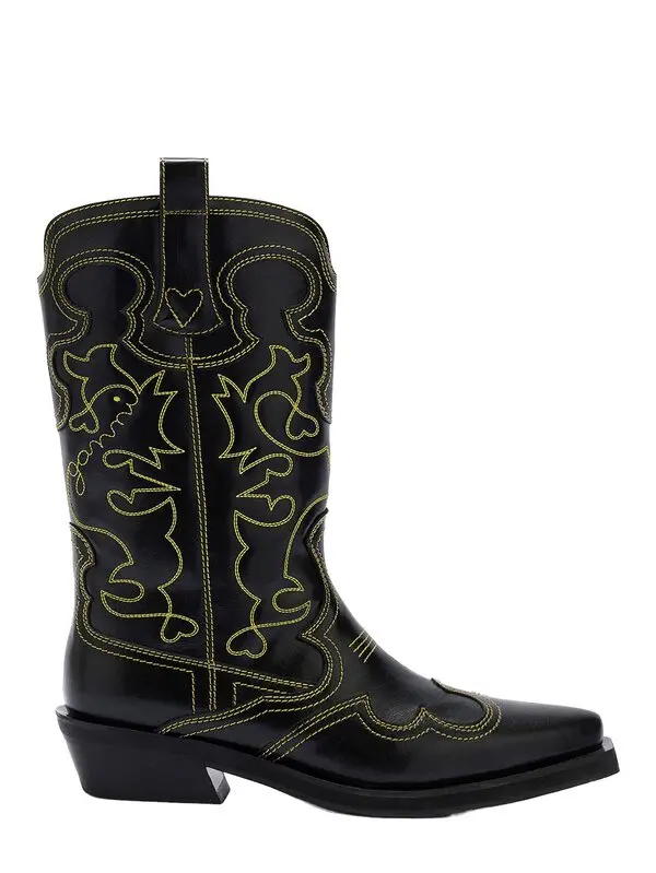 GANNI Mid-shaft Western Boots - Yellow